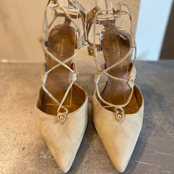 Aquazzura | Shoes | Aquazurra Firenze Grey Suede Cage Laceup Pumps | Poshmark